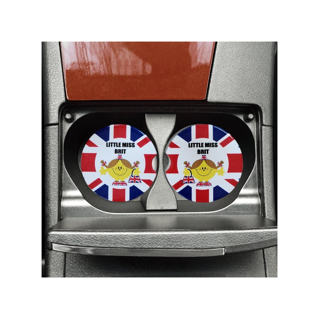 British Little Miss Brit Union Jack Car Cup Coasters, Ceramic Sandstone Union Jack Little Miss ...