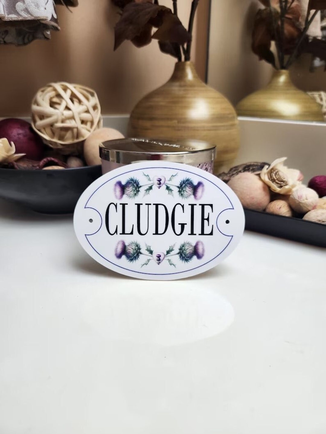 Scottish Thistle Toilet Bathroom Glossy Oval Plaque, Scotland Cludgie ...