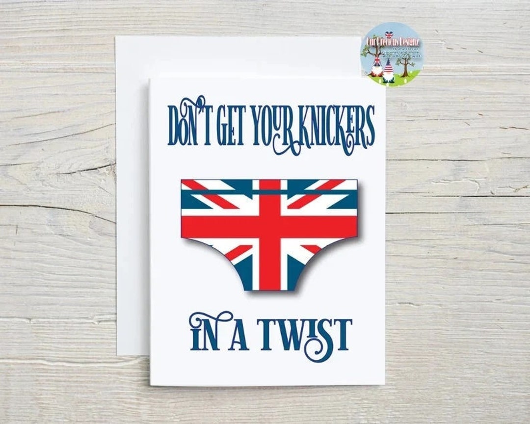 Knickers in a Twist Union Jack Funny Wanker Handmade Birthday Card and ...