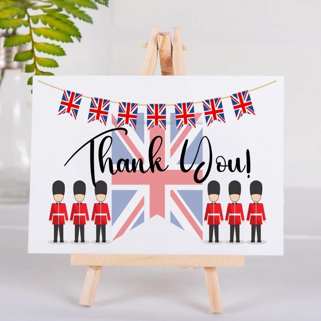 Union Jack Thank You Cards and Envelope 5 1/2" X 4.25", Royal Guard ...