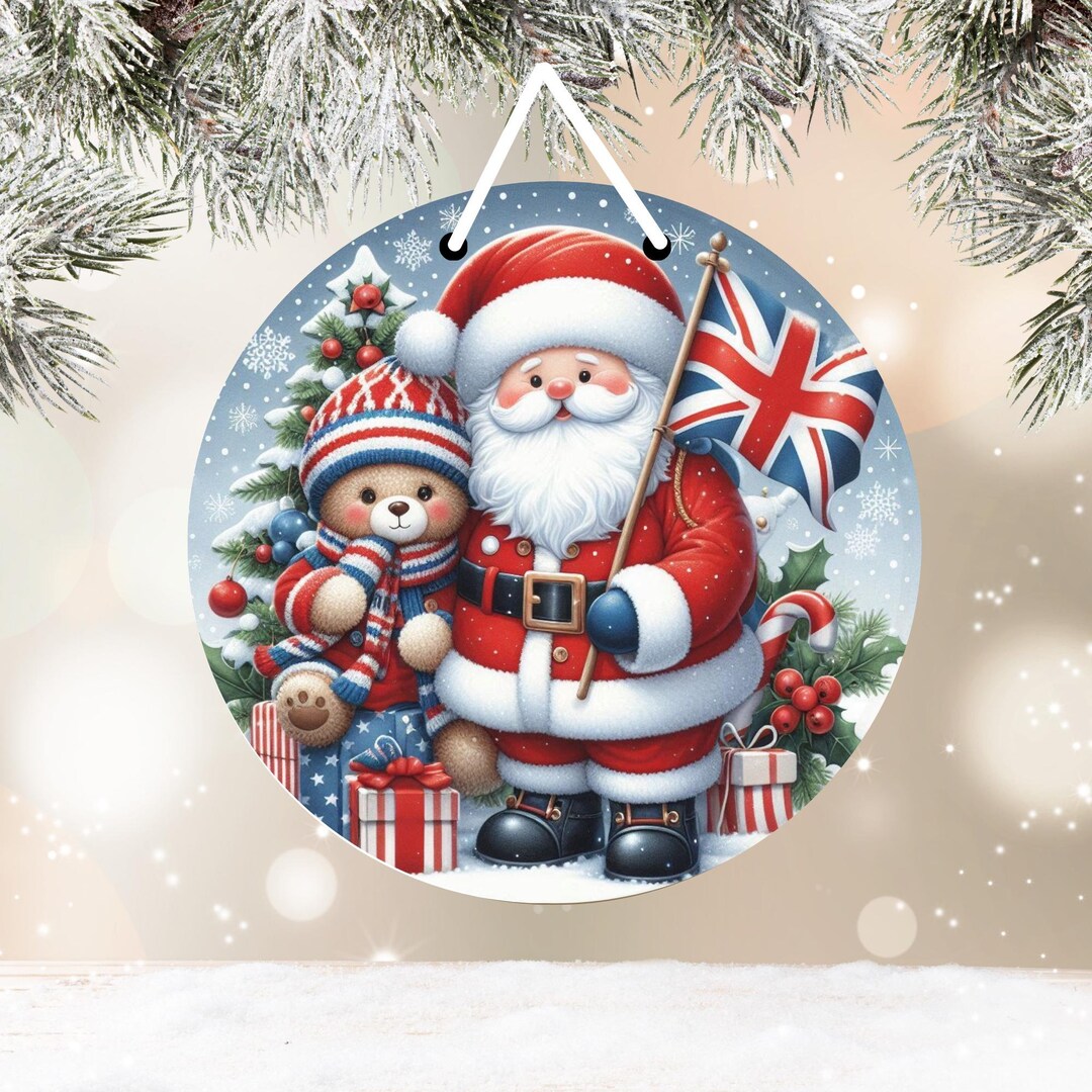 British Union Jack Christmas Sign, 6 or 8 Diameter, British Christmas ...