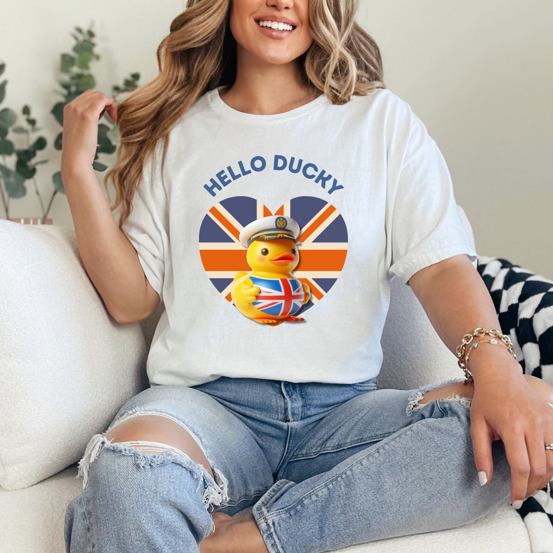 Union Jack Hello Ducky Unisex T-shirt, Funny British Rubber Duck Shirt ...