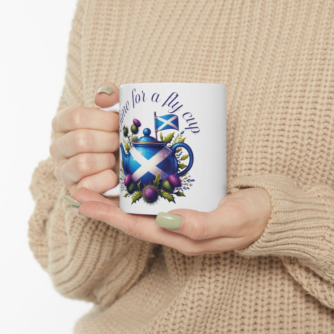 Scottish Flag Teapot Mug: Scotland Thistle Fly Cup (11oz) - Etsy