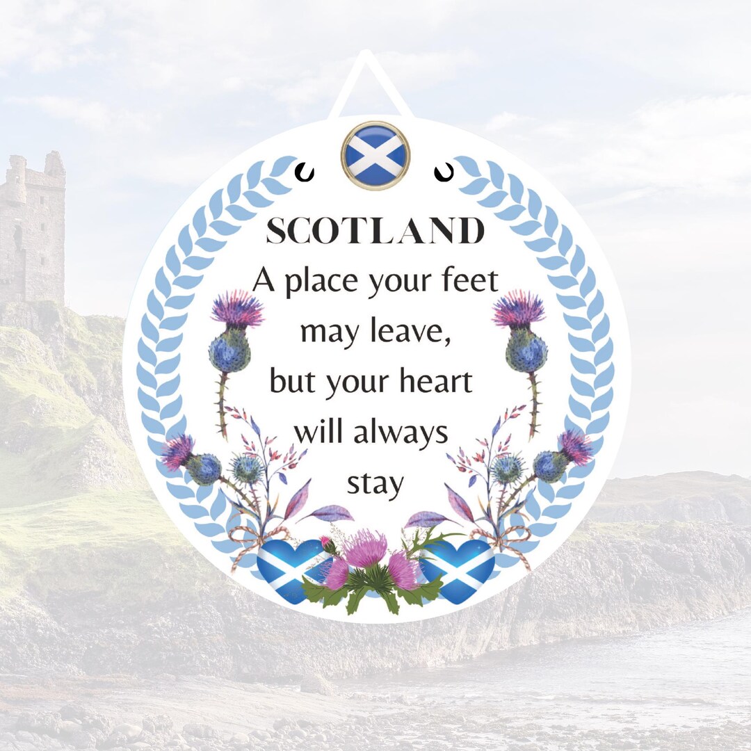 Scottish Hanging Sign 6" or 8" Diameter, Scotland Thistle Plaque Sign ...