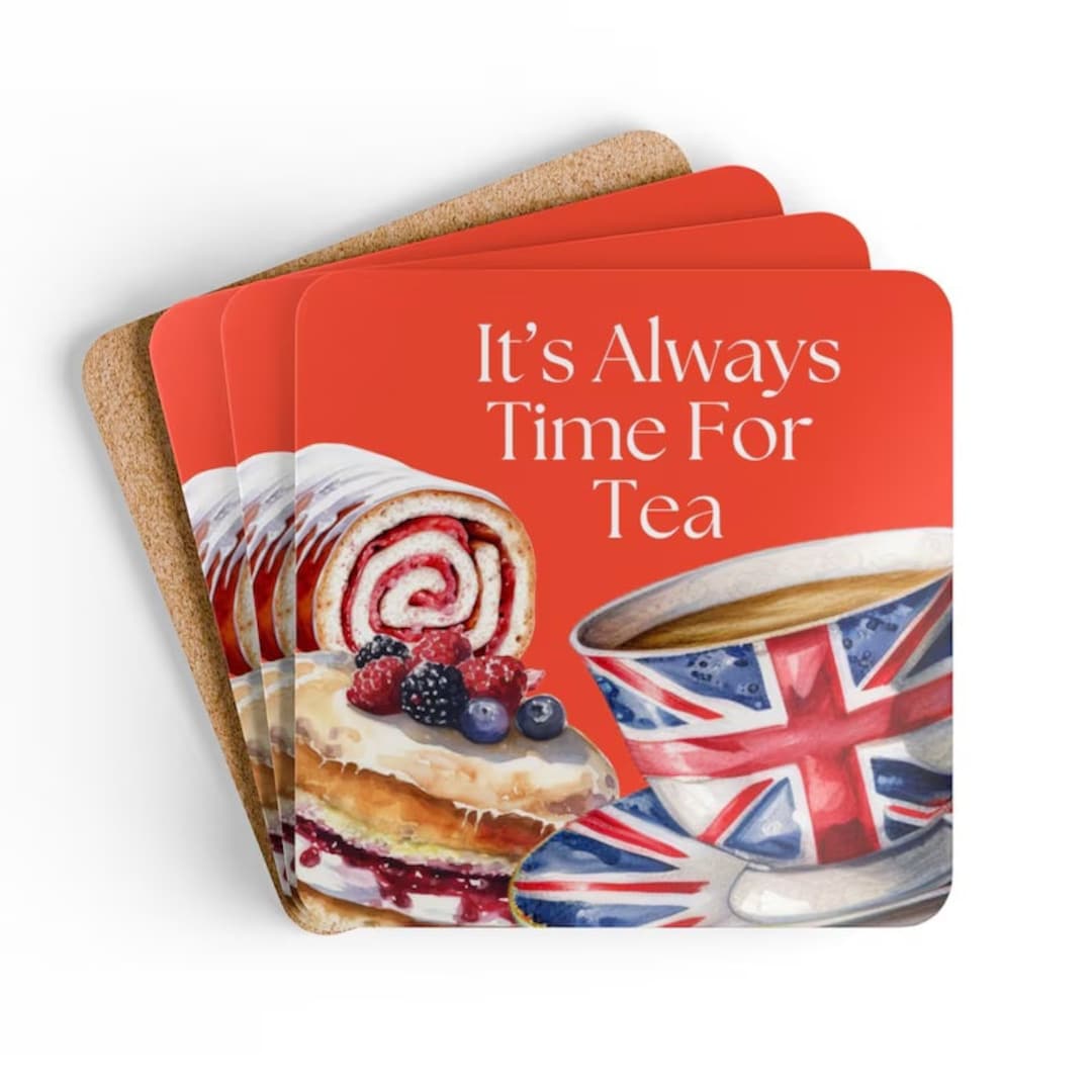 Union Jack Tea Coaster: British Tea Time, Cork Backed - Etsy