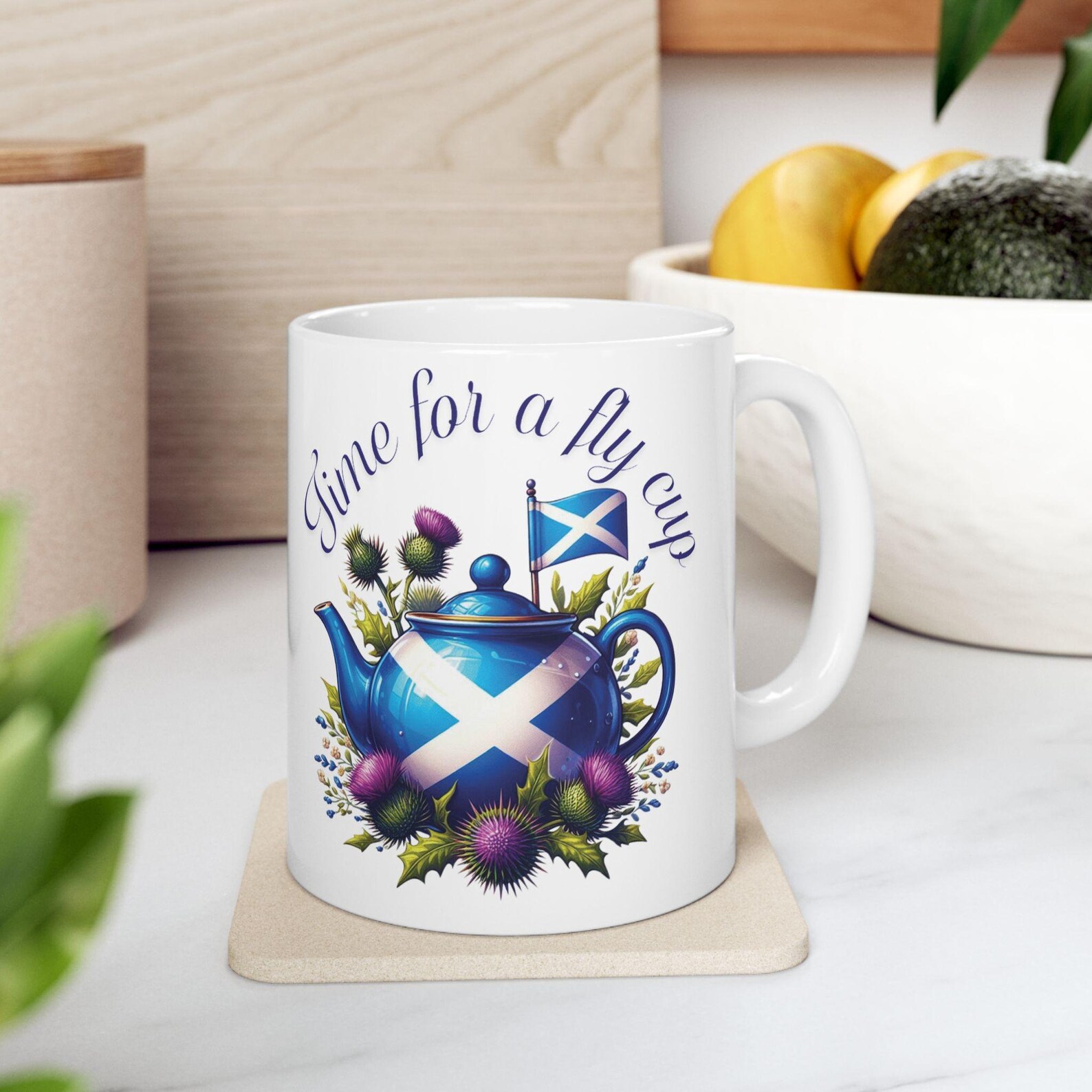 Scottish Flag Teapot Mug: Scotland Thistle Fly Cup (11oz) - Etsy