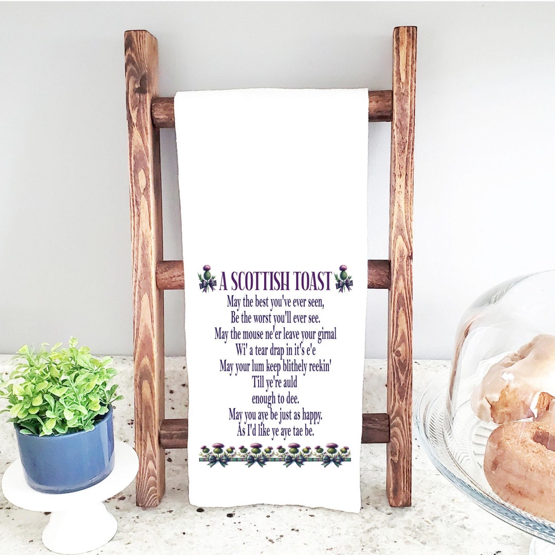 Scottish Thistle Tea Towel: Scotland Toast Tartan Poem, Cotton or ...