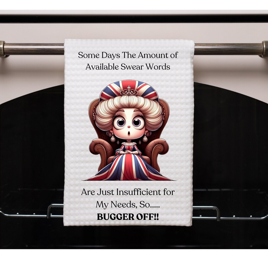 Funny Union Jack Woman Tea Towel, British Woman Bugger off Tea Towel ...