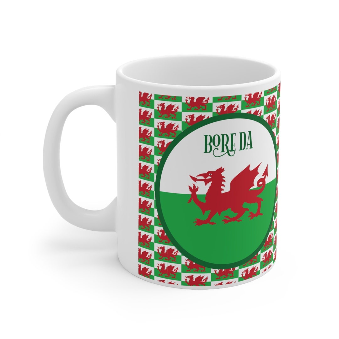 Welsh Flag Mug: Bore Da, Wales Tea Mug With Gift Box - Etsy