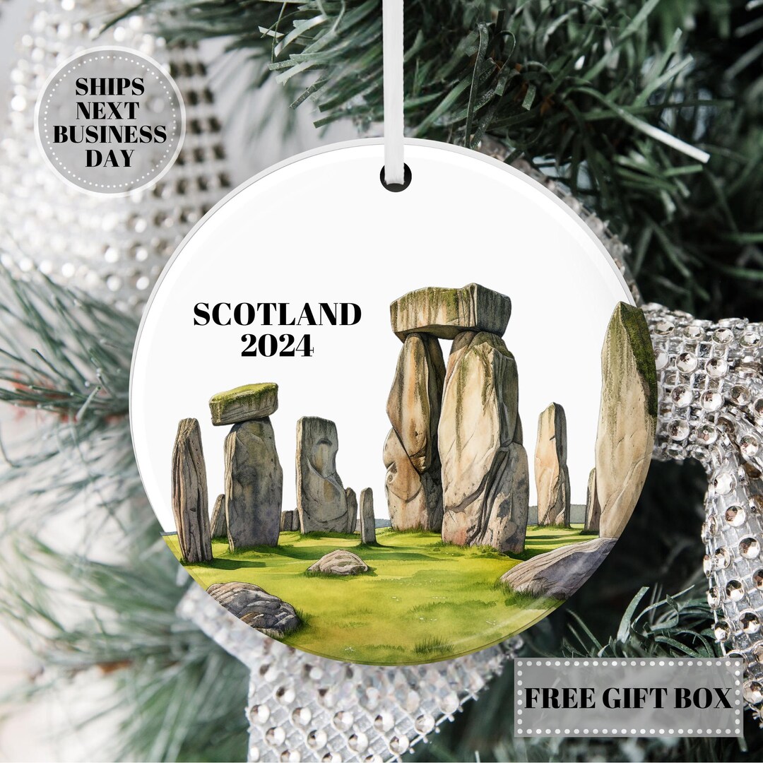 Scotland Stonehenge Ceramic Ornament, Gloss Finish, Scottish Christmas ...