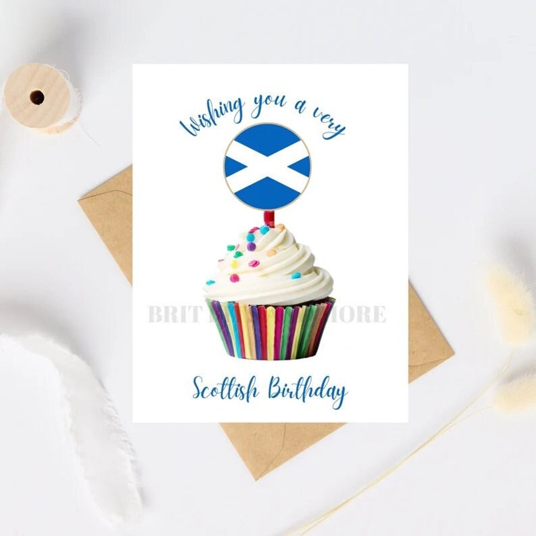Scotland Flag Cupcake Birthday Card (5.5" X 4.25") - Etsy