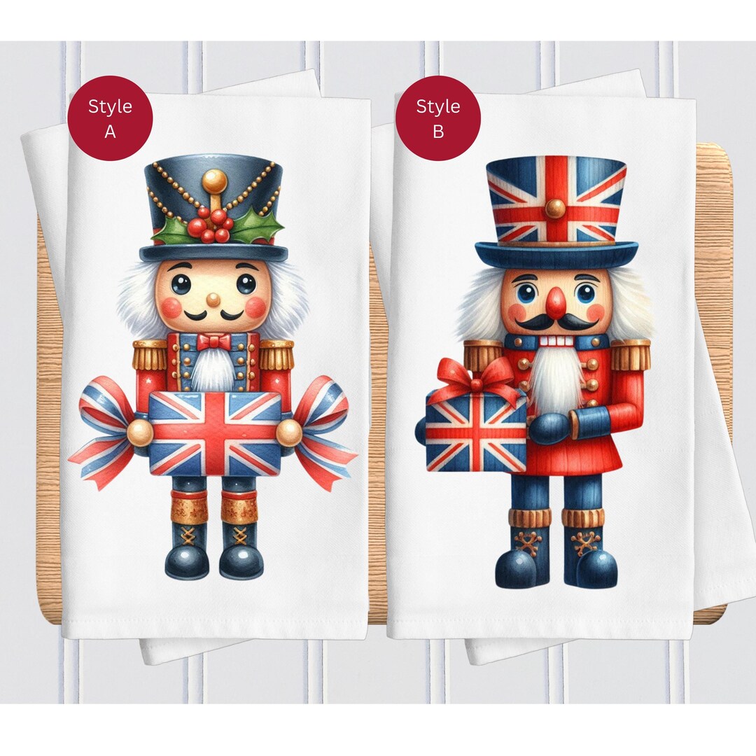 Union Jack Christmas Nutcracker Tea Towel: British Kitchen Decor ...
