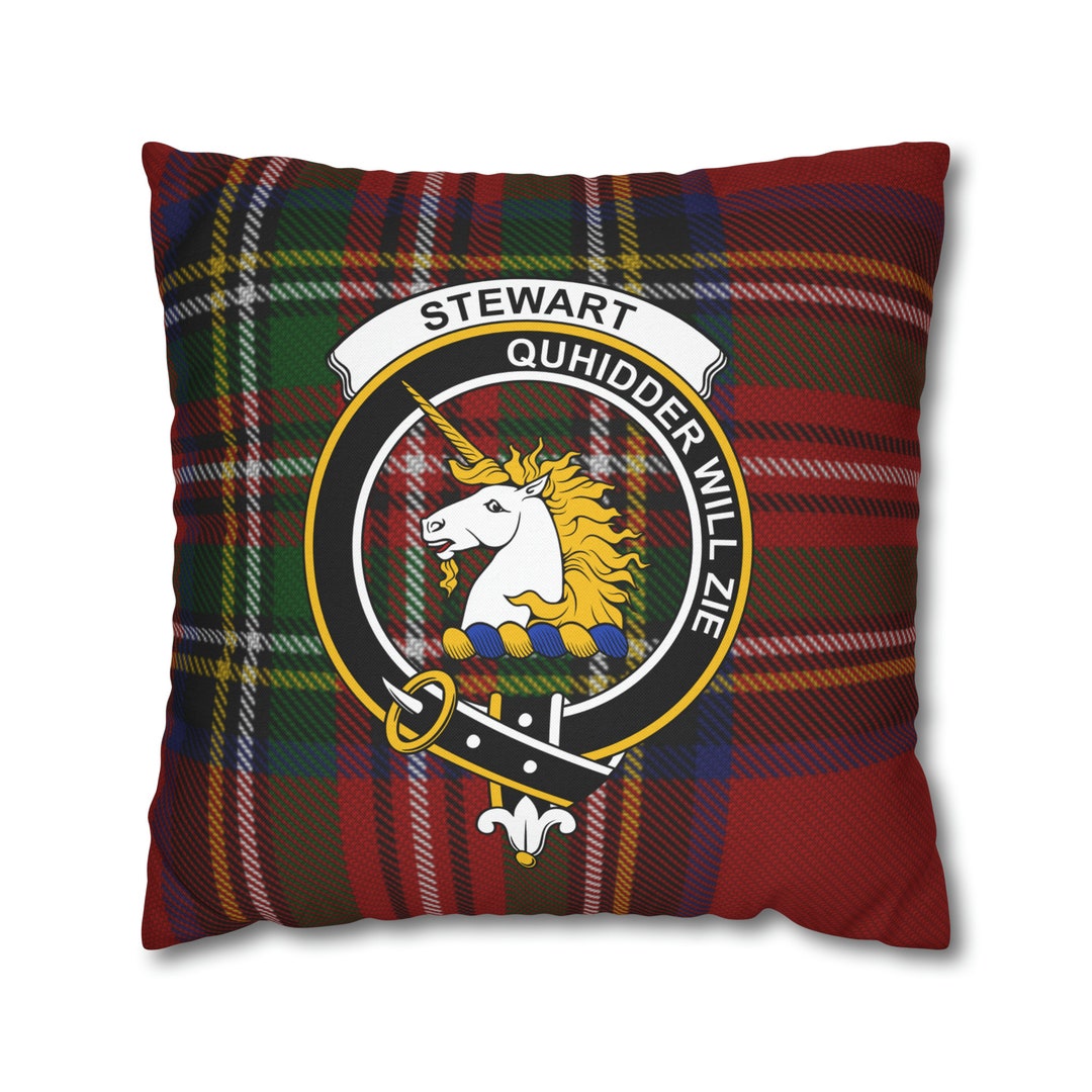 Scottish Clan Crest Tartan Spun Polyester Square Pillow Case, Scotland ...