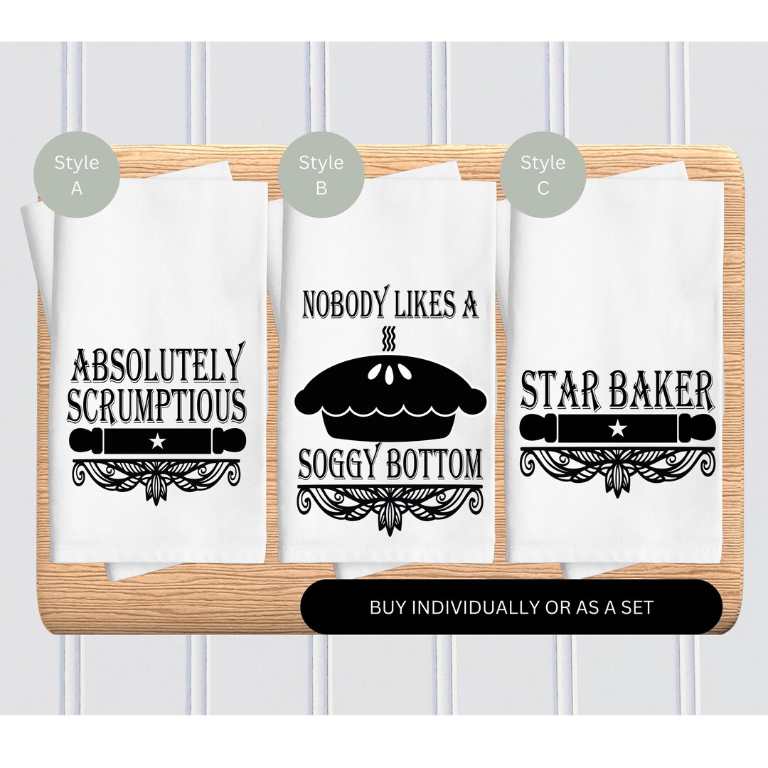 British Baking Tea Towel: Star Baker, Soggy Bottom, Scrumptious ...