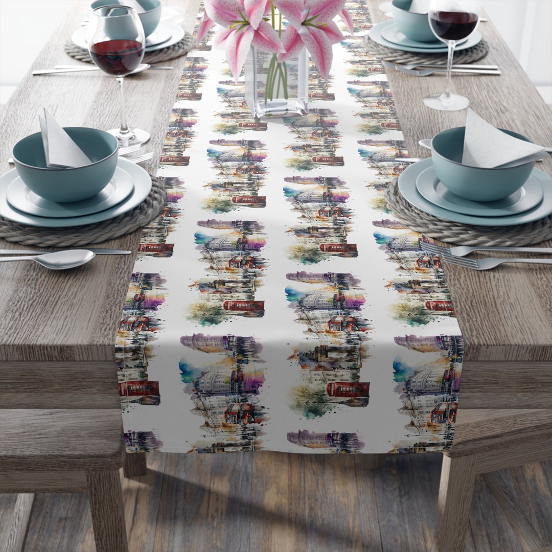 London Skyline Scene Table Runner, British London Table Runner ...