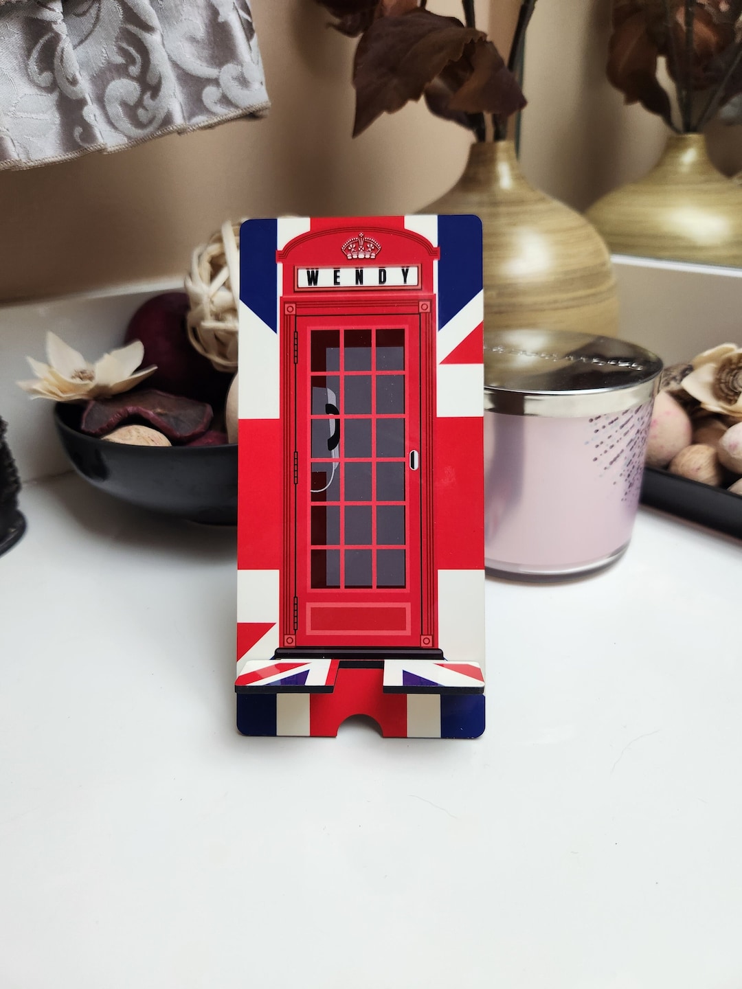 Personalized Union Jack Phone Stand, British Phone Booth Design - Etsy