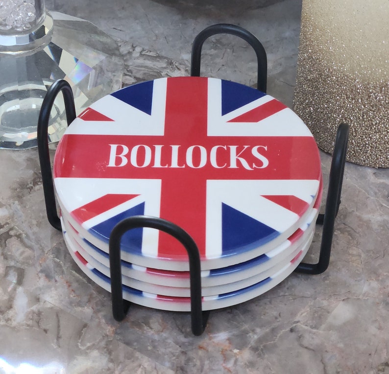Funny British Slang Coasters: Union Jack Ceramic Coaster Set - Etsy