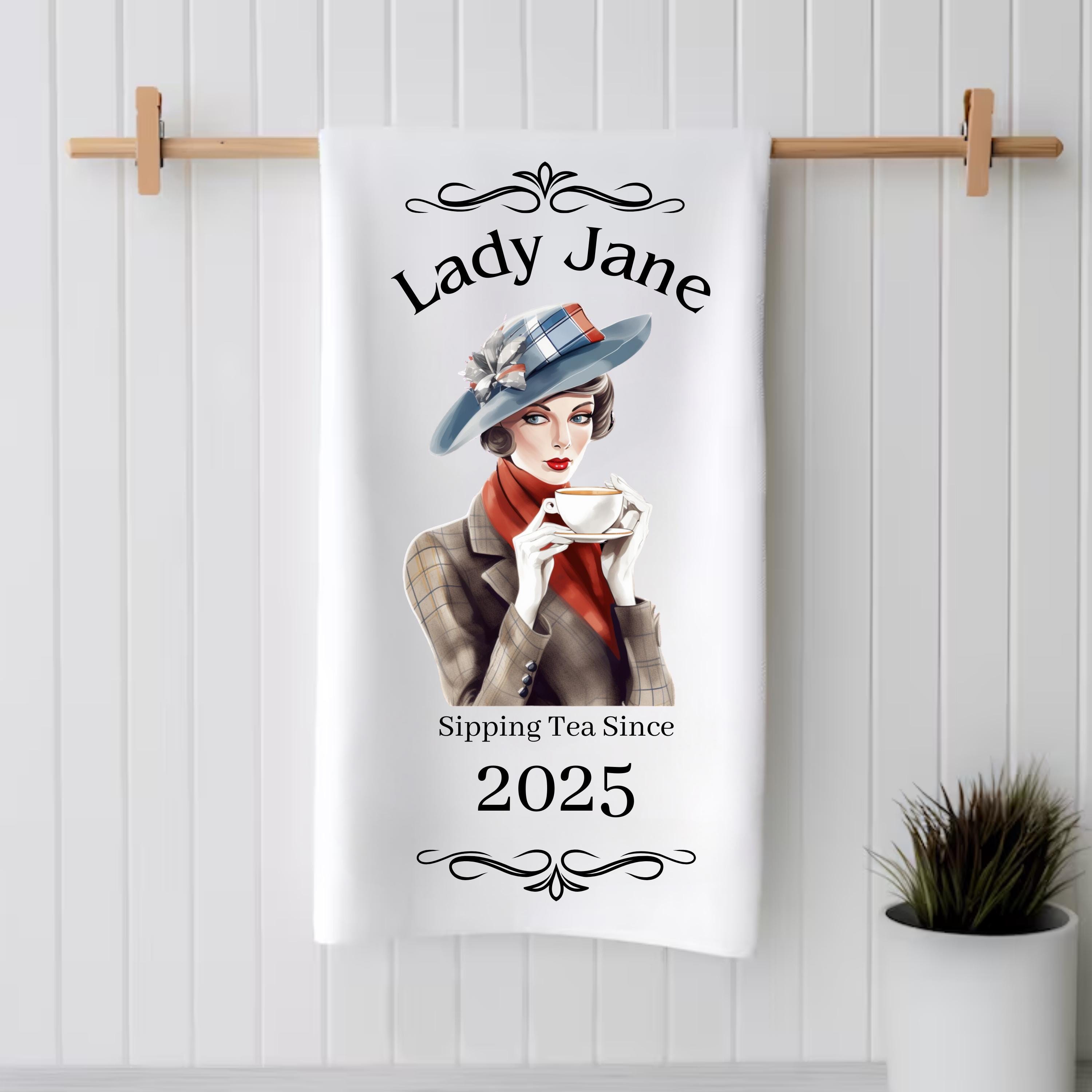 Personalized British Ladies Tea Towel: Custom Cotton or Microfiber - Etsy