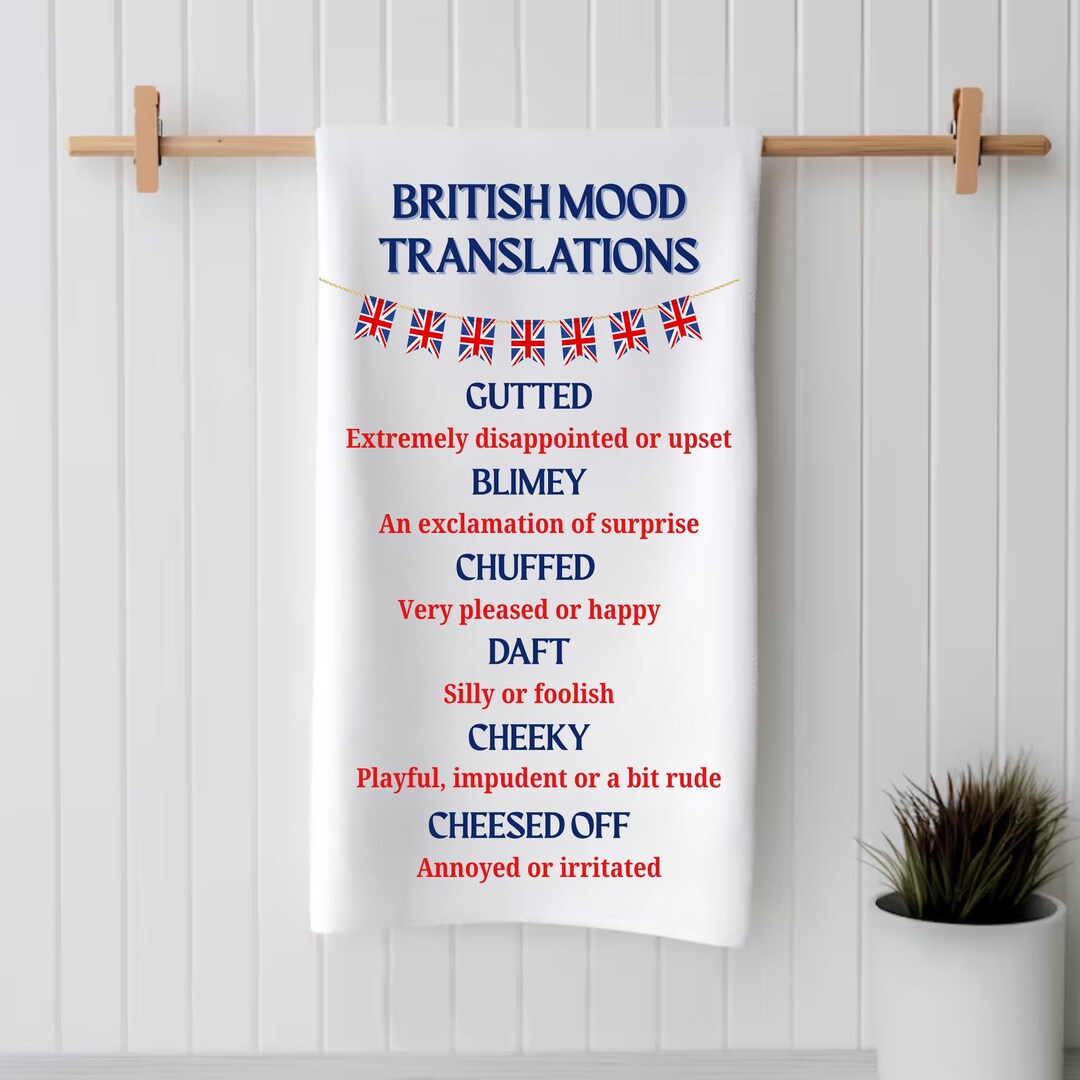 British Slang Tea Towel: Union Jack Kitchen Decor - Etsy
