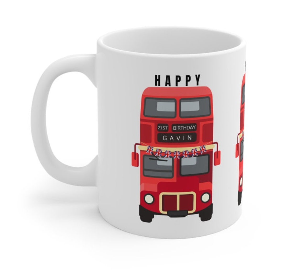 Personalized British, Double Decker Bus, London Themed 11oz Mug ...