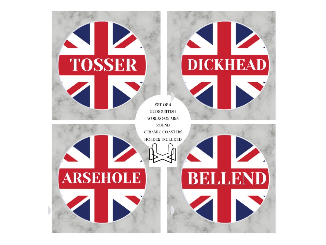 Funny Rude British Words for Men Round Ceramic Coasters, Set of 4 and ...