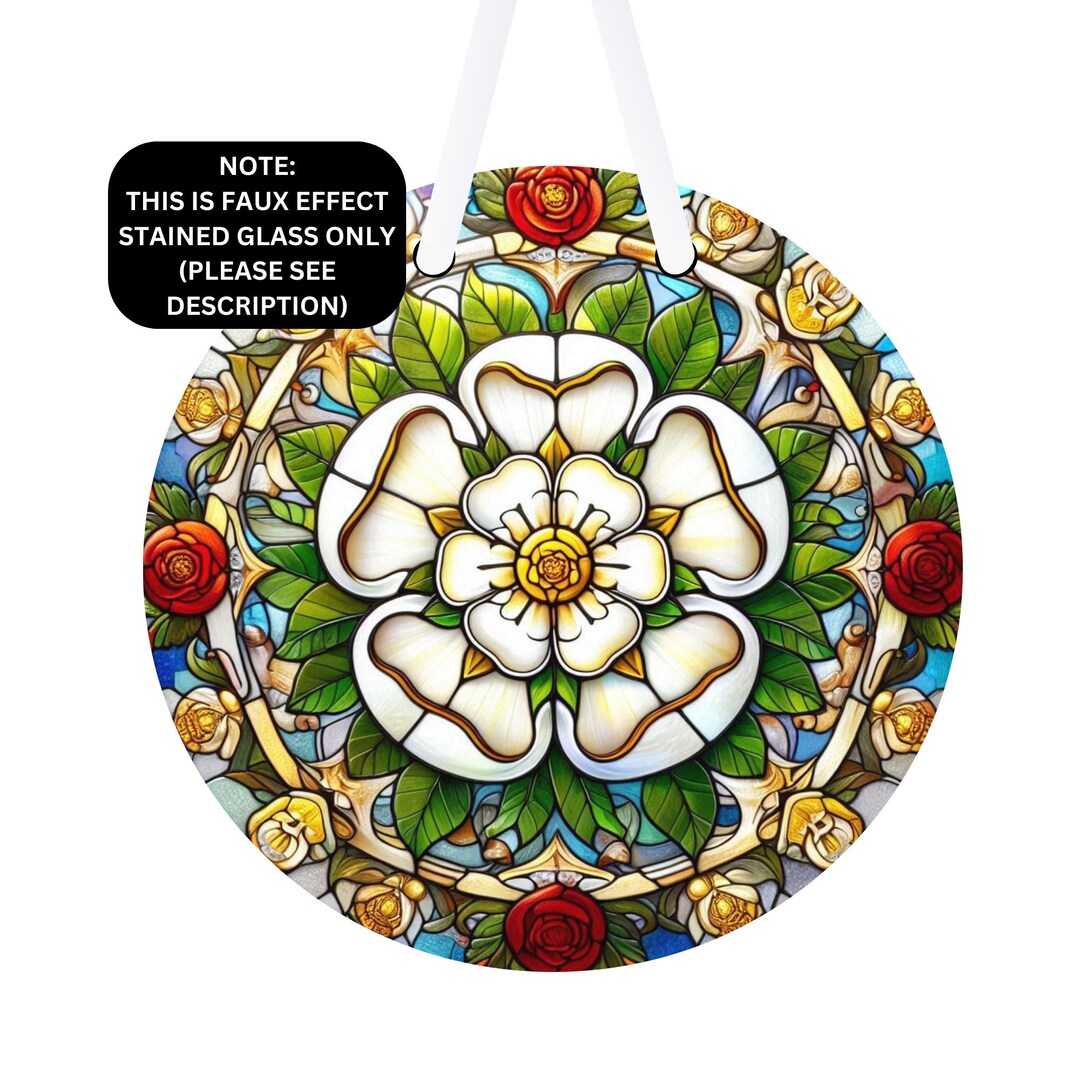 Yorkshire Rose English Faux Stained Glass Effect not Real Stained Glass ...