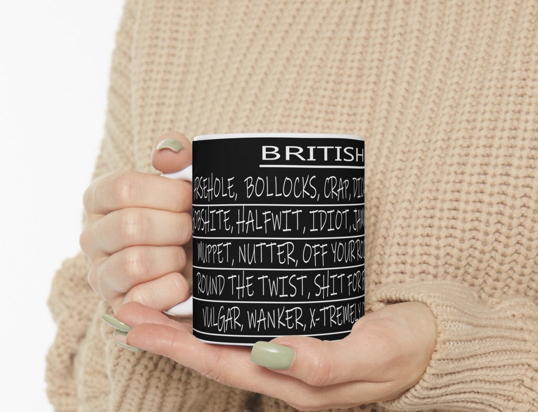 Funny British Slang Words 12oz or 15oz Mug, Blackboard A-Z British ...
