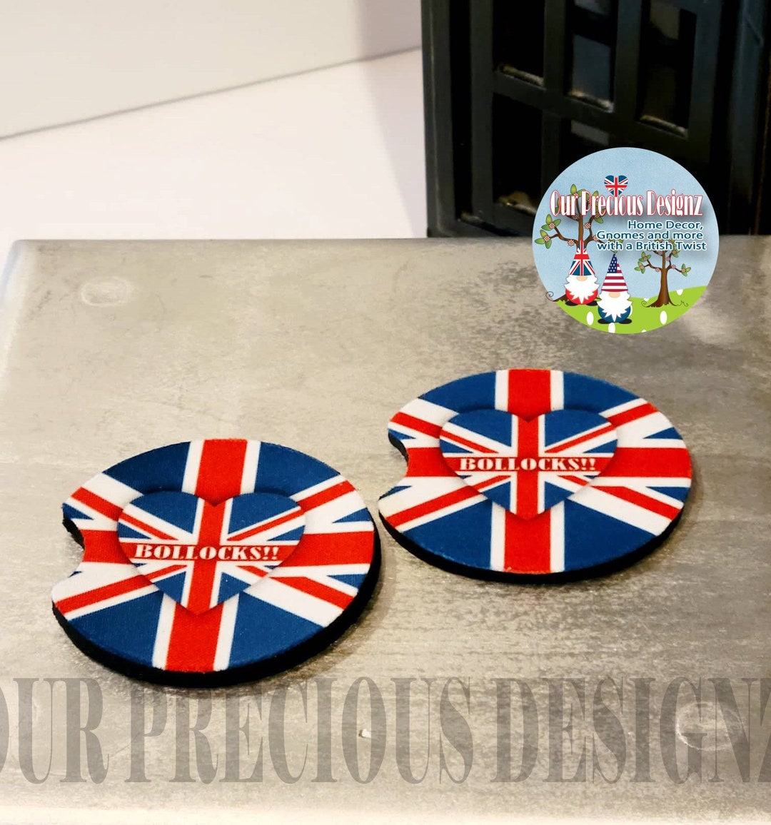 British Themed Bollocks Car Cup Coasters, Set of 2 Neoprene Coasters ...