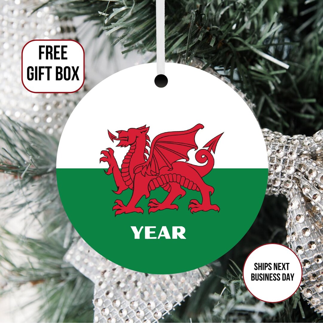 Custom Year Wales Christmas Ornament: Welsh Flag Ceramic Keepsake - Etsy
