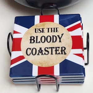 Funny British Use the Bloody Coaster Round or Square Ceramic Coasters ...
