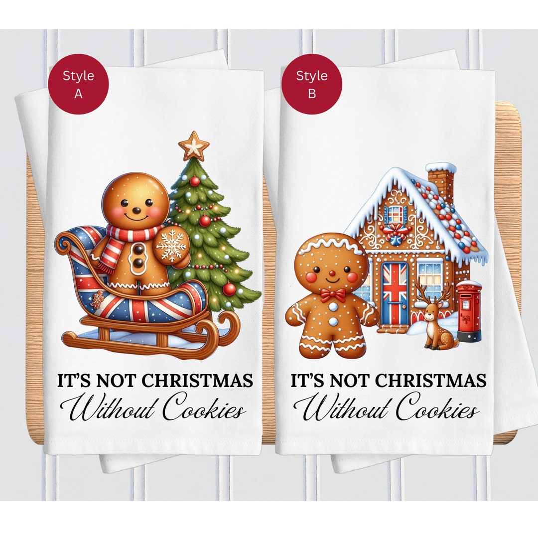 Union Jack Christmas Gingerbread Man British Themed Tea Towel, Union ...
