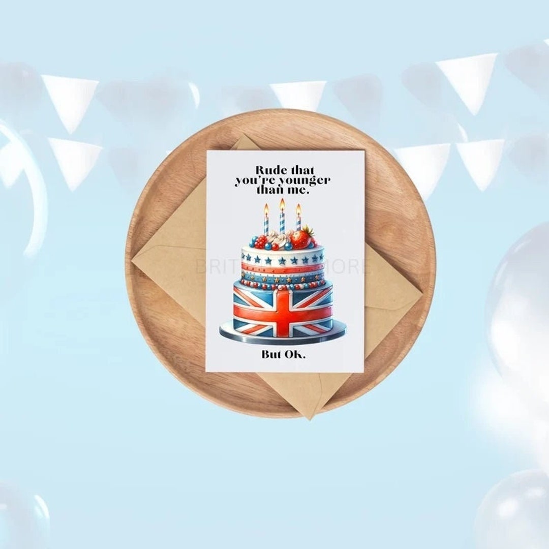 Funny British Birthday Cake Union Jack Birthday Card, Sarcastic British ...