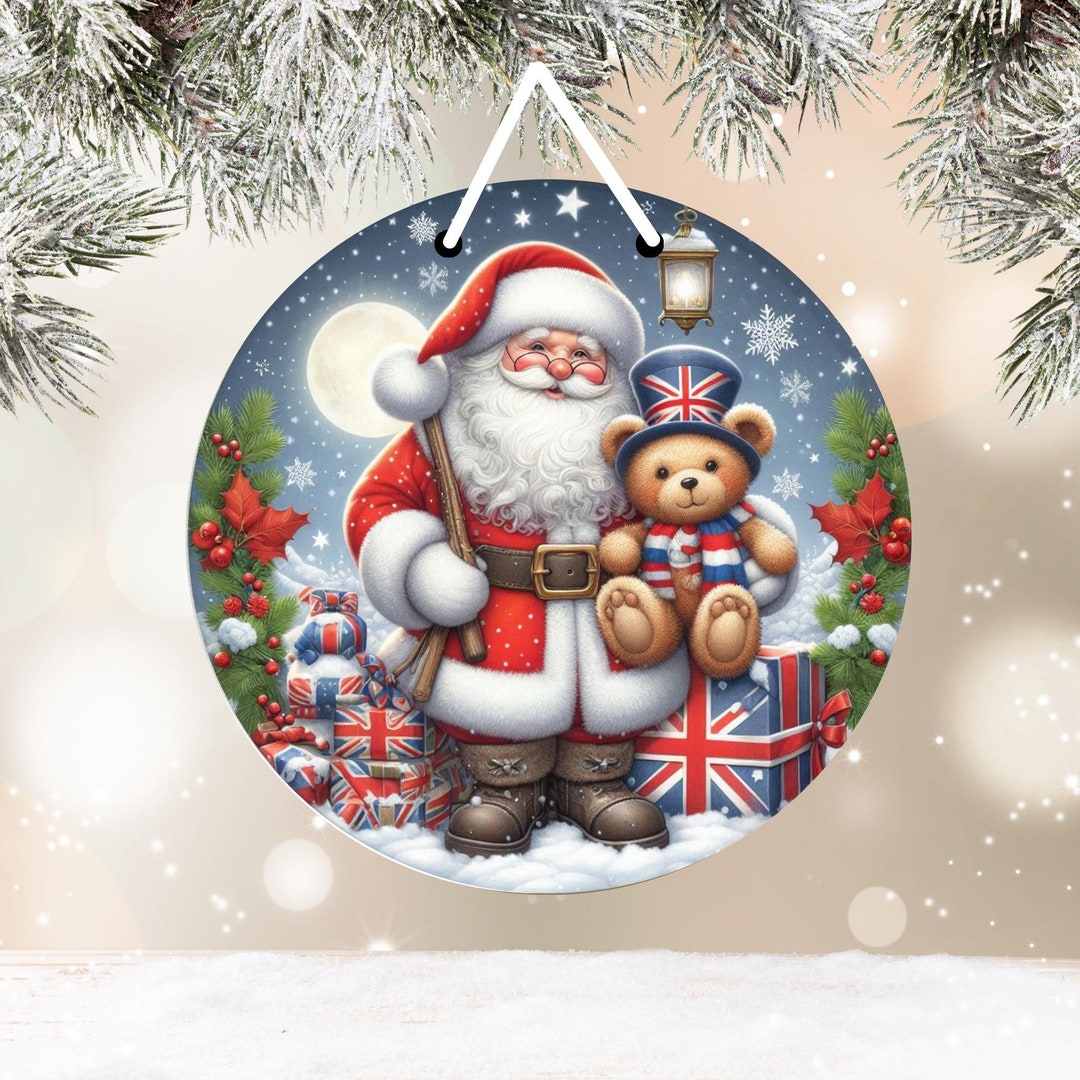 British Union Jack Christmas Sign, 6 or 8 Diameter, British Christmas ...