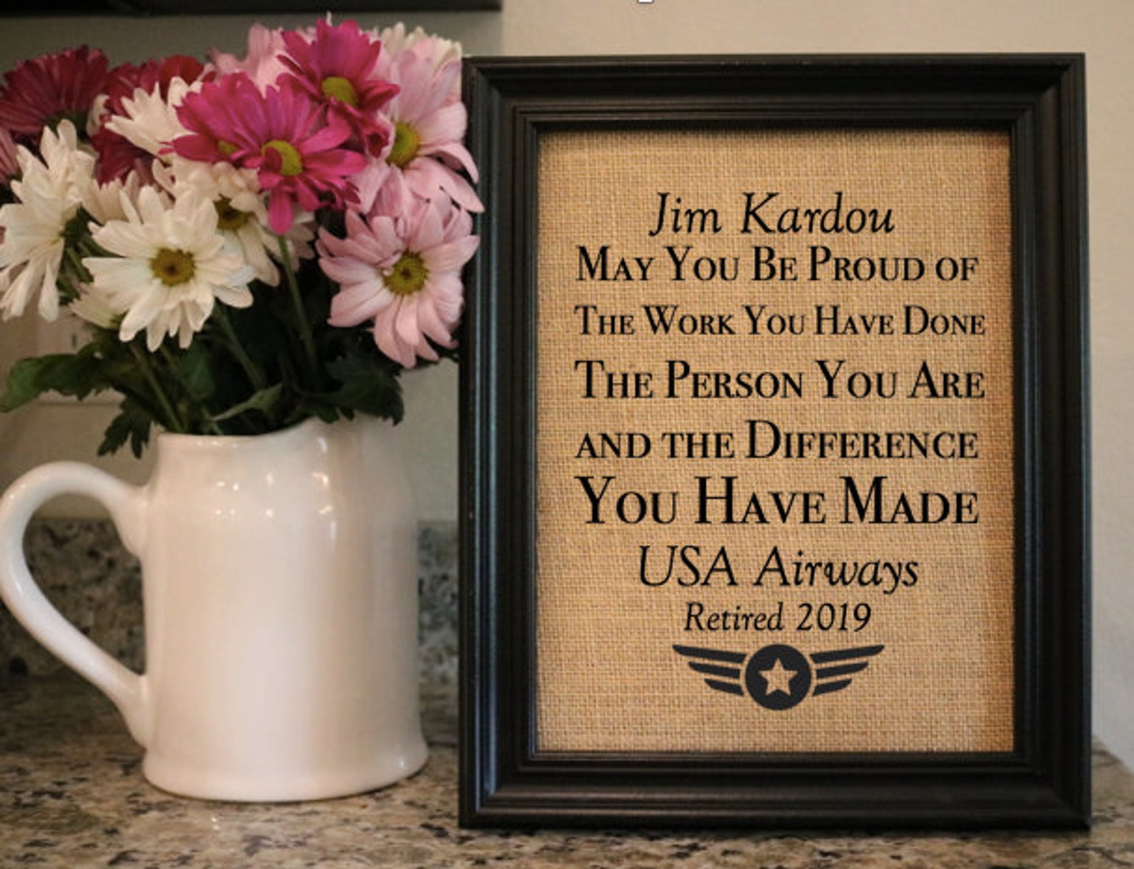 Pilot Retirement Burlap Print Custom Pilot Retirement Gift Airman ...