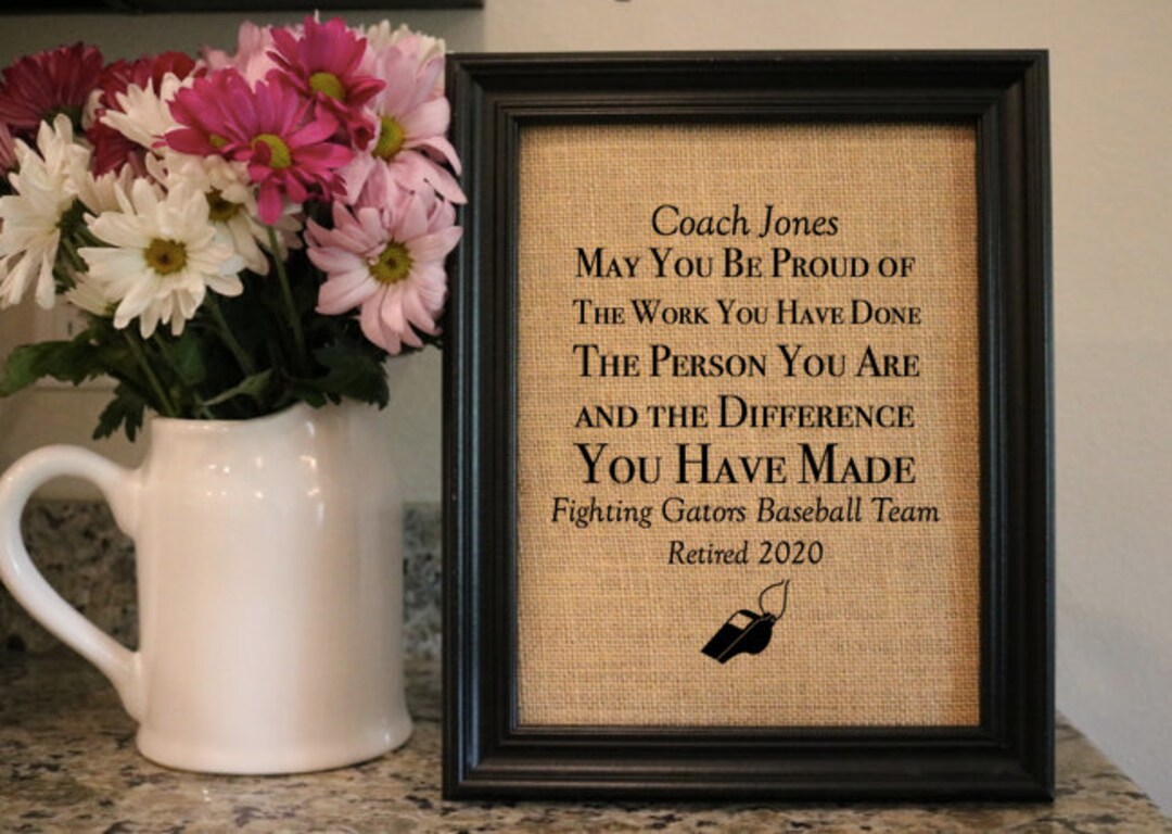 Coach Retirement Burlap Print - Custom Retirement Gift - Etsy