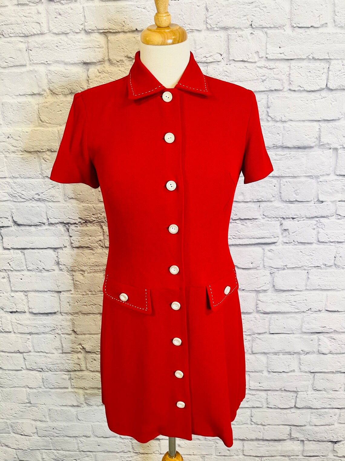 1980s Red Mini Dress - Etsy