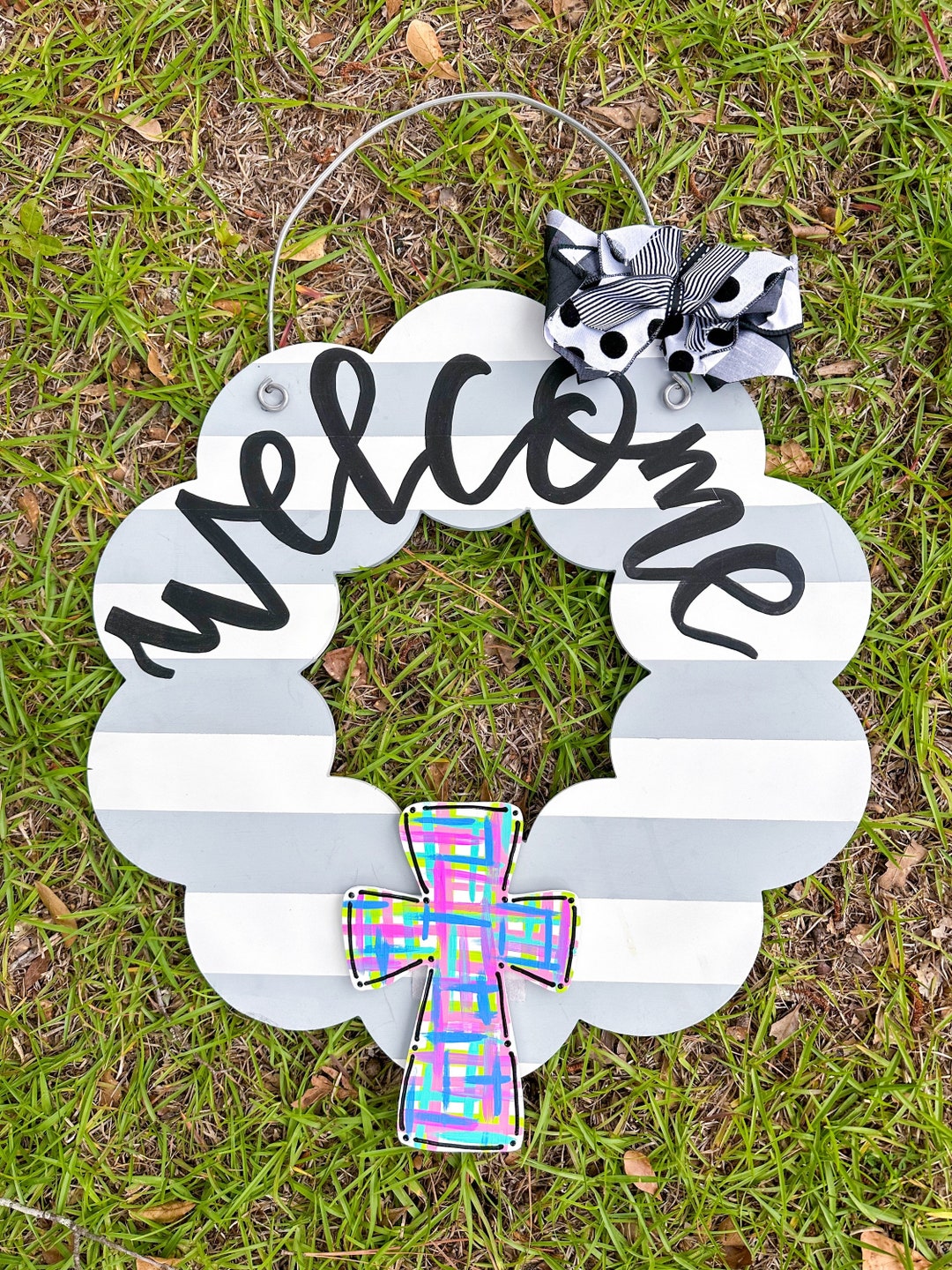 Wooden Cross Colorful Door Hanger Decor Attachment - Etsy