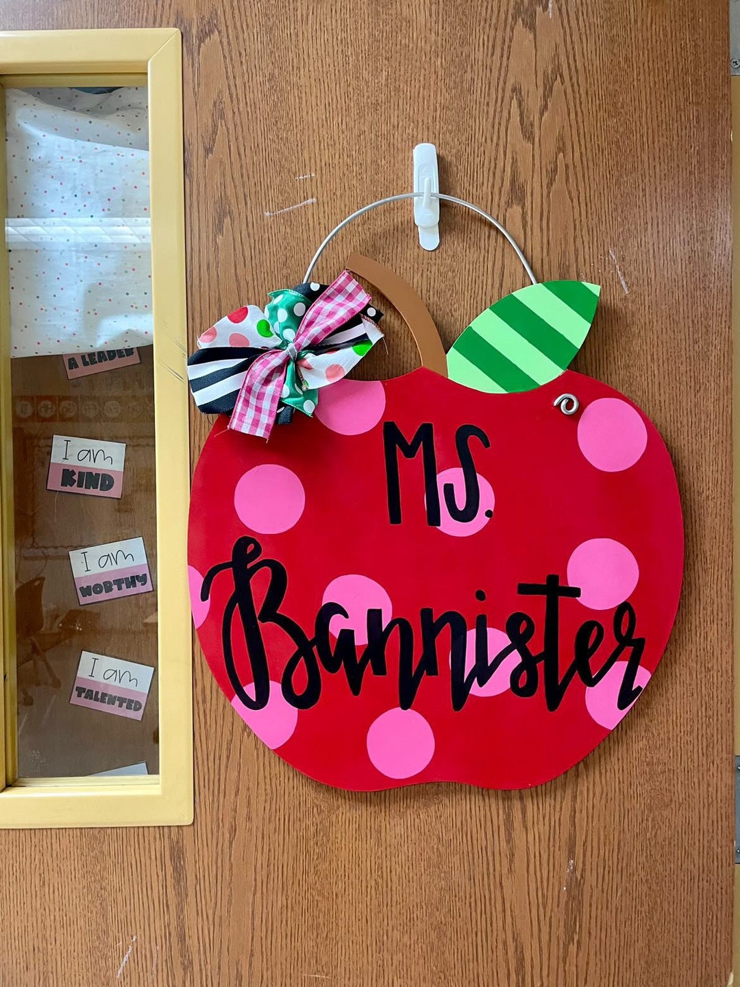 Wooden Apple Polka Dot Teacher Educator Door Hanger - Etsy