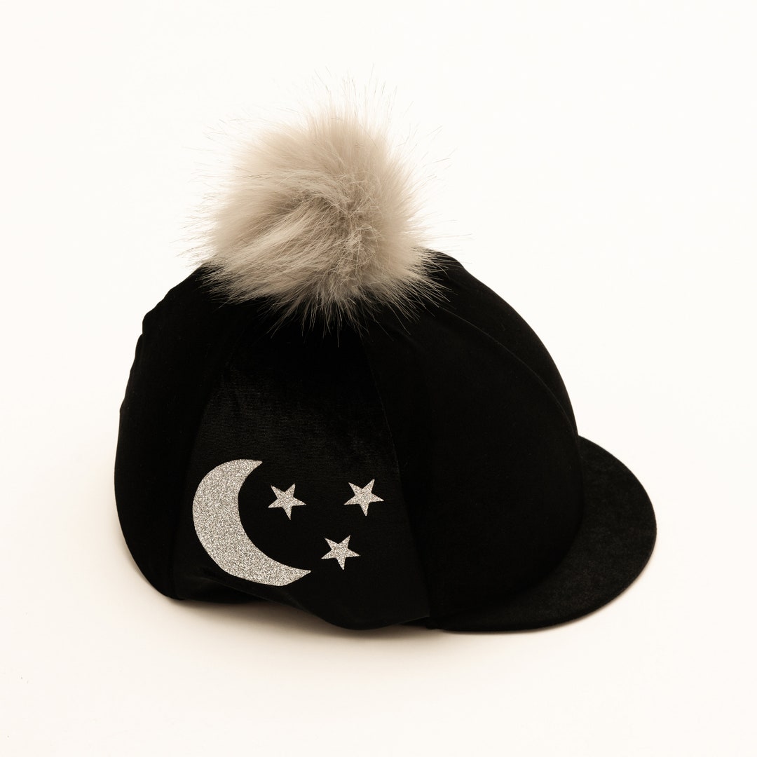 Luxury Velour Moon and Stars Riding Hat Cover | Personalised - Etsy