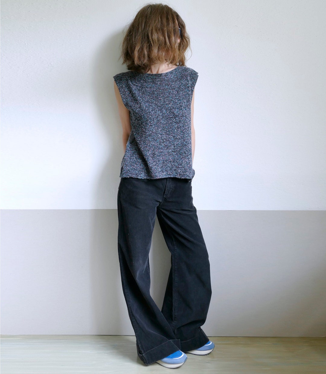 Knit Gray-black Tweed Silk Top Tank, - Etsy