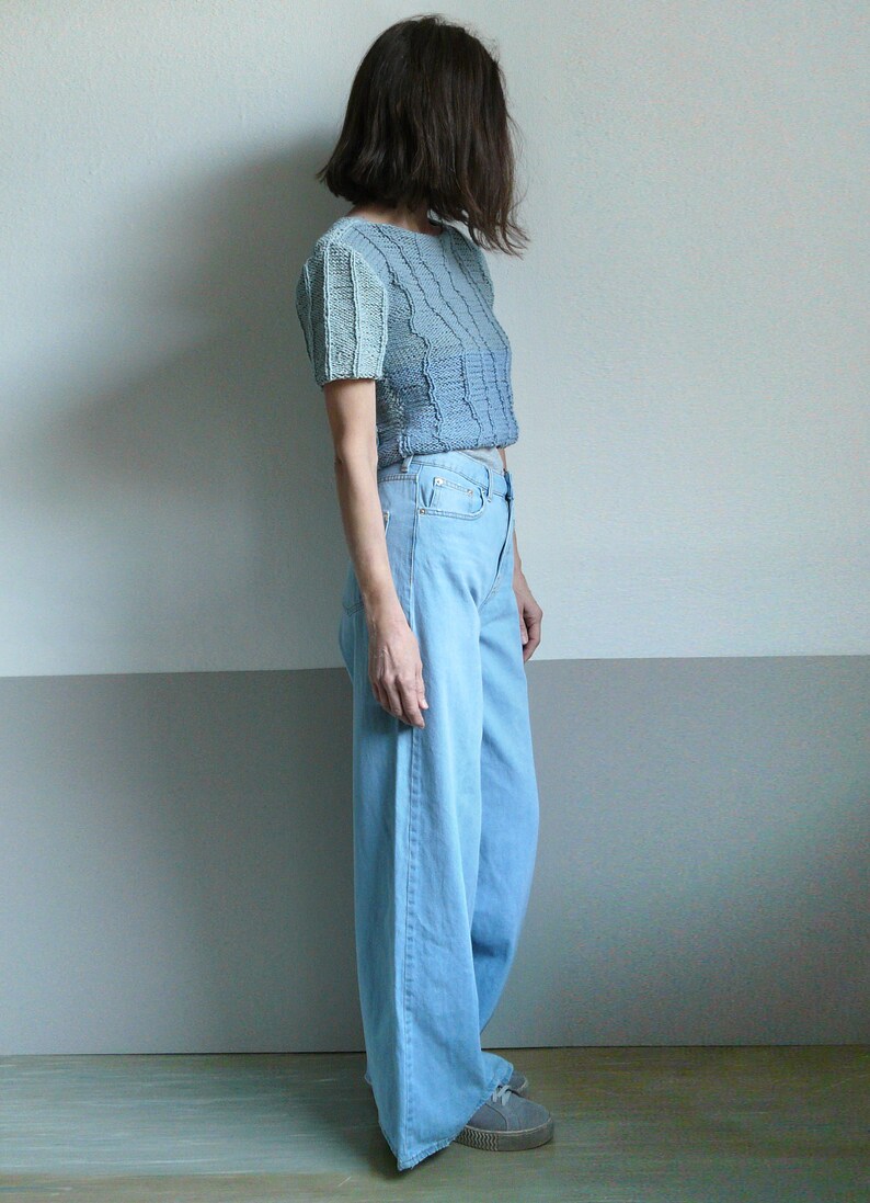 Grey Silver Knit Crop Top - Etsy