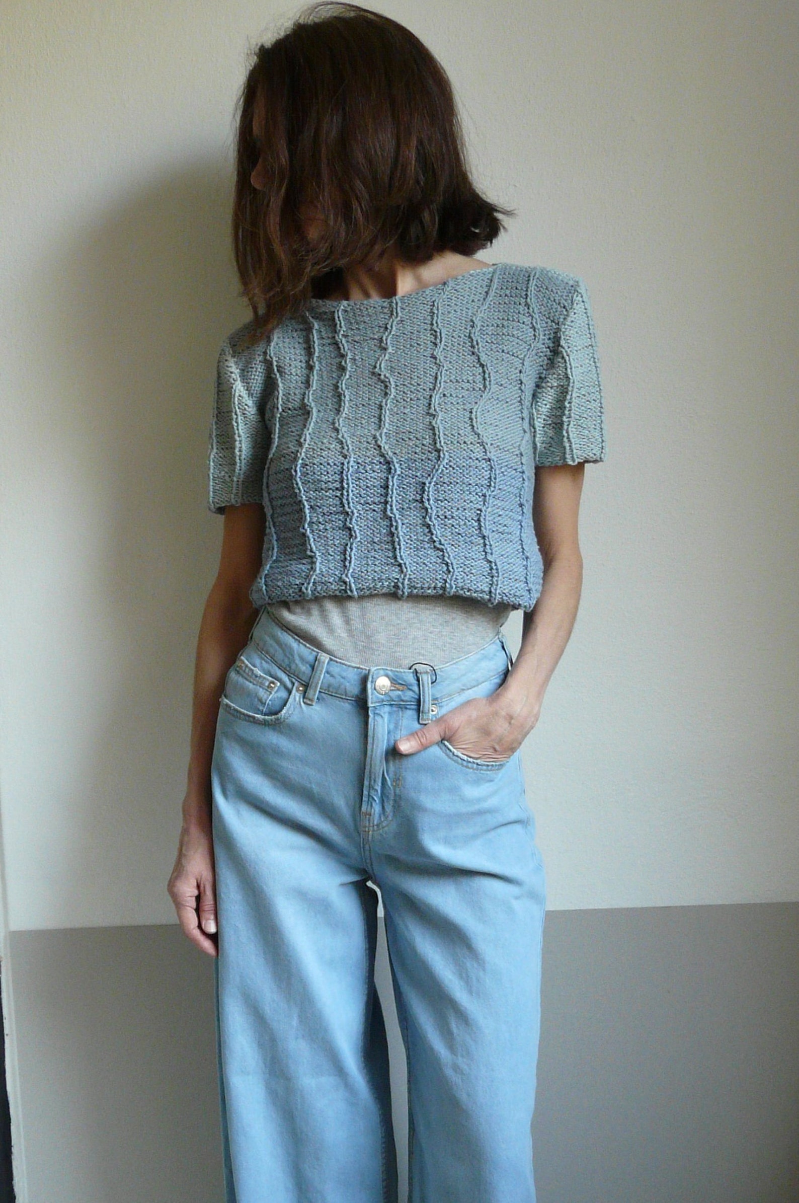 Grey Silver Knit Crop Top - Etsy