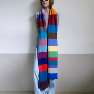 Knitted Striped Extra Long Wide Colorful Scarf,warm,soft,unisex-made to ...