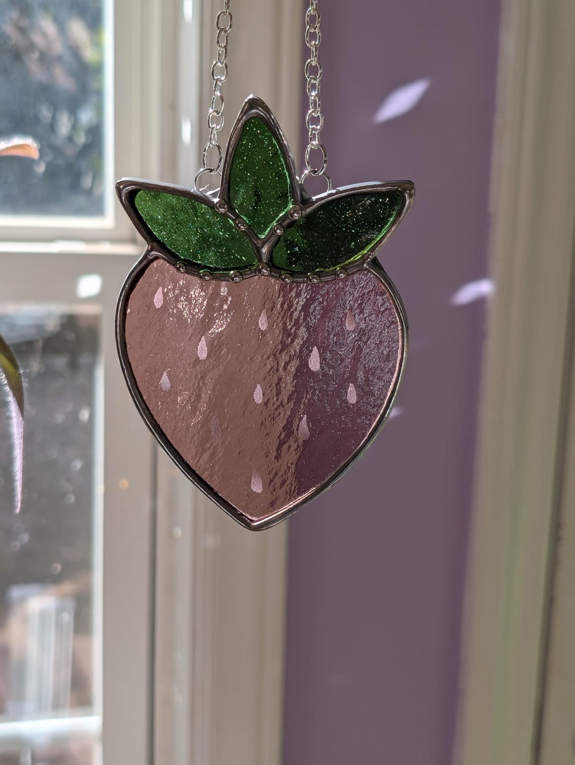 Pink Strawberry Stained Glass Sun Catcher - Etsy