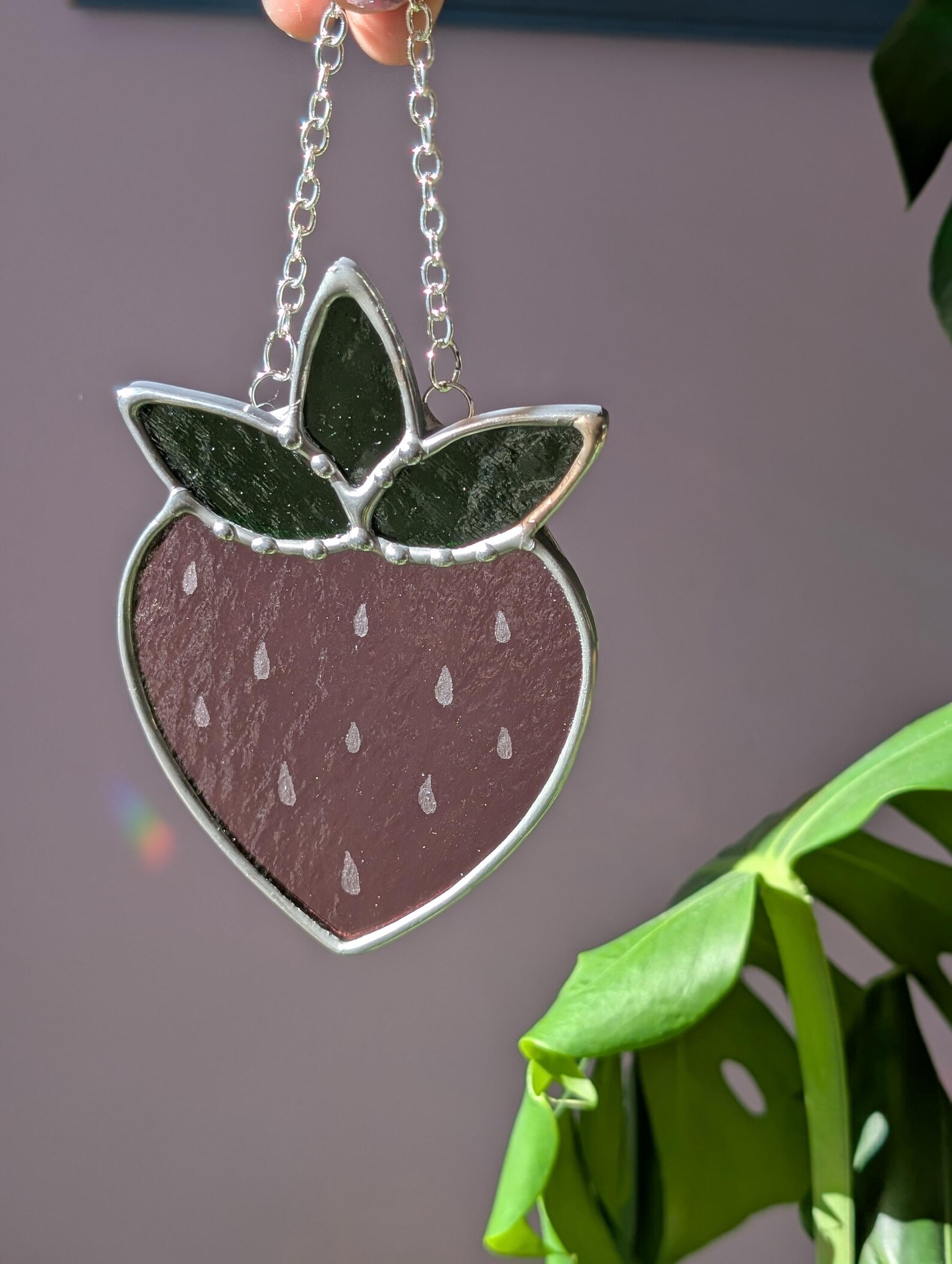 Pink Strawberry Stained Glass Sun Catcher - Etsy