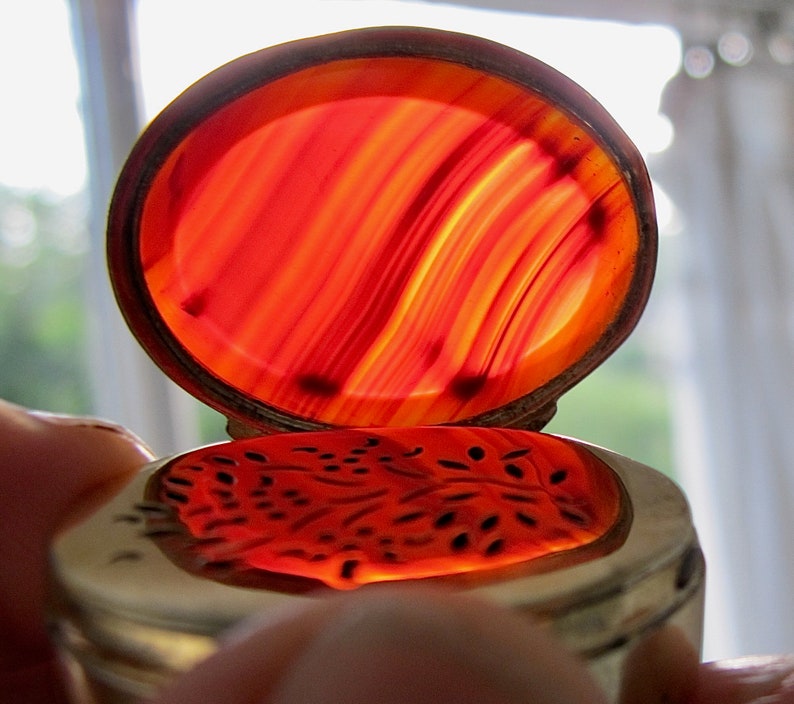 Rare George III Silver-gilt Vinaigrette With Agate Thomas Willmore ...