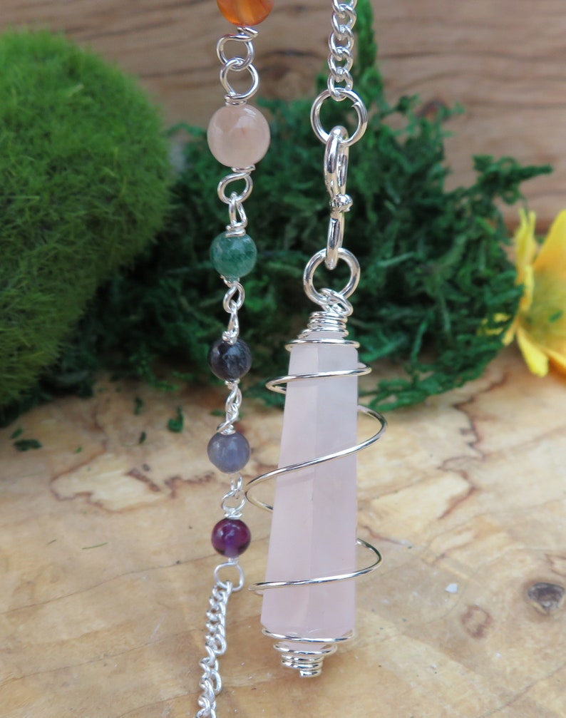 Double Terminated Rose Quartz Chakra Gemstone Pendulum Dowser - Etsy UK