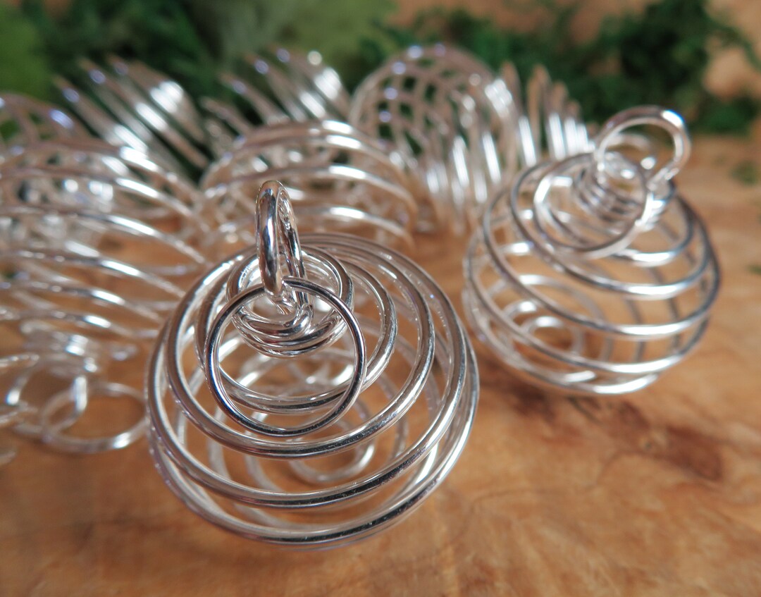 10 X Silver Plated Large Spiral Cages for Crystals and Gemstones - Etsy