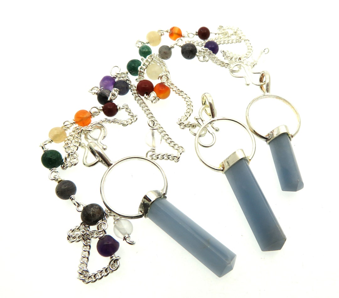 Angelite Trillion Cut Chakra Gemstone Pendulum Dowser - Etsy
