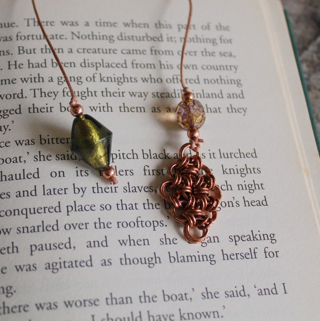 Copper Chainmaille Bookmark: Medieval Style With Murano Glass Bead ...